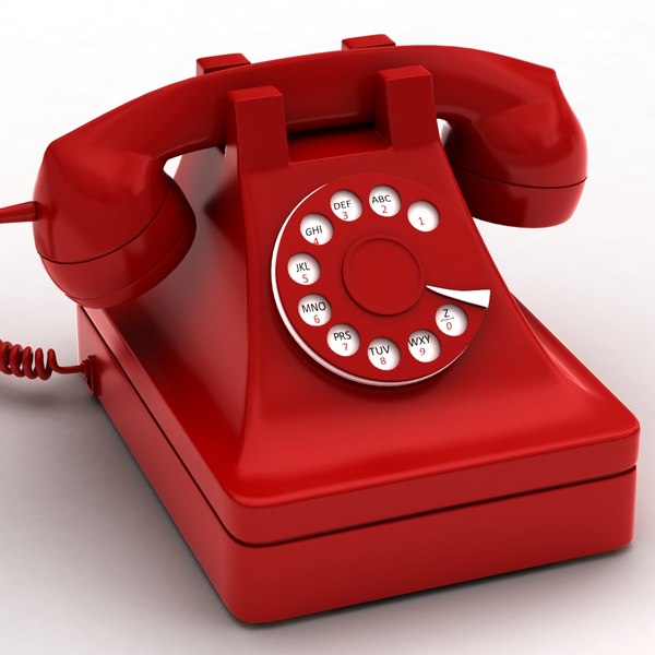 retro phone red 3d 3ds