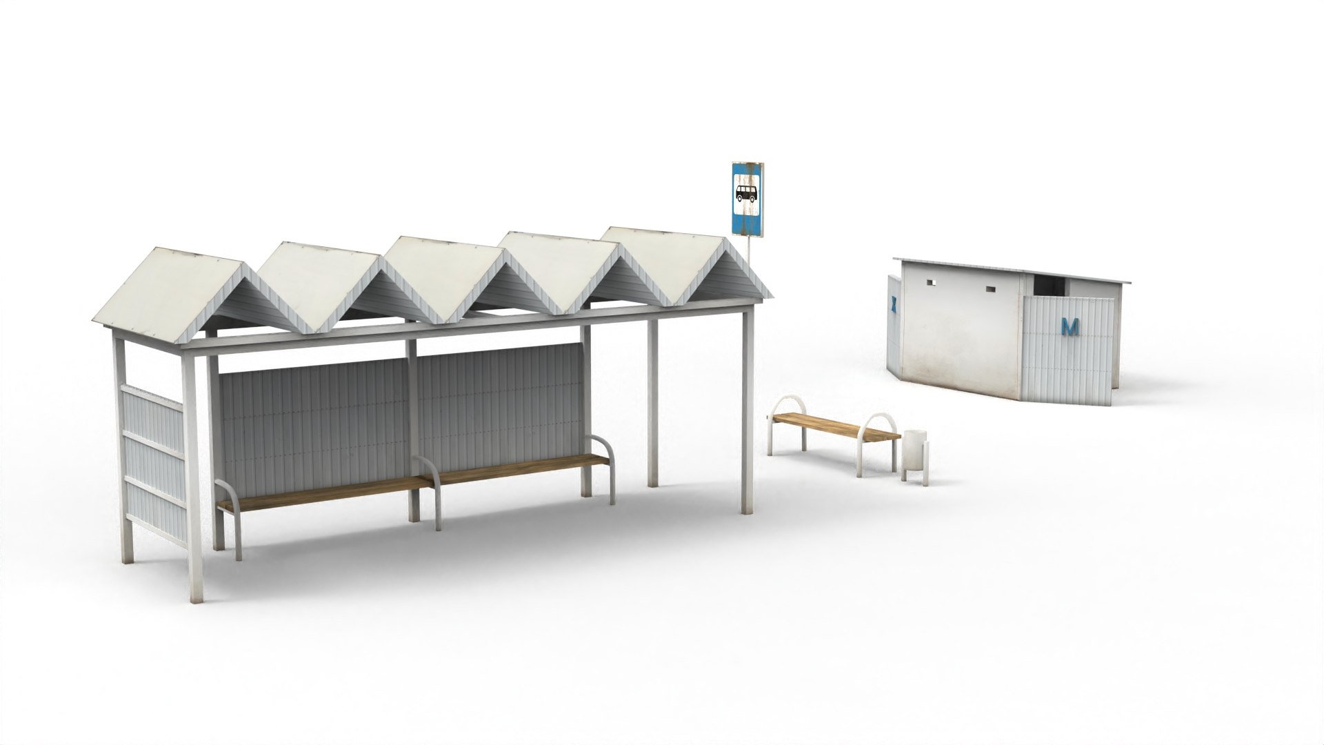 Roadside Bus Stop With Toilet 3D Model - TurboSquid 1809109