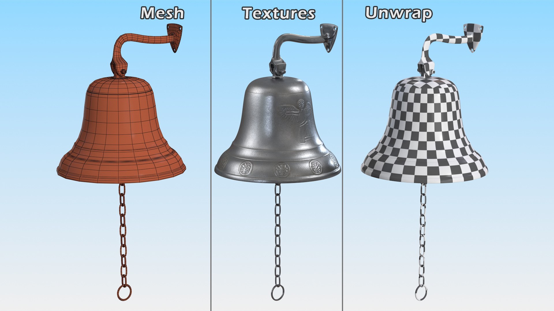Silver Altar Bell Angel 3D Model - TurboSquid 1684025