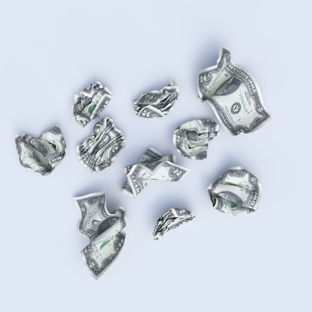 3D 10 Crumpled Dollar - TurboSquid 2248209