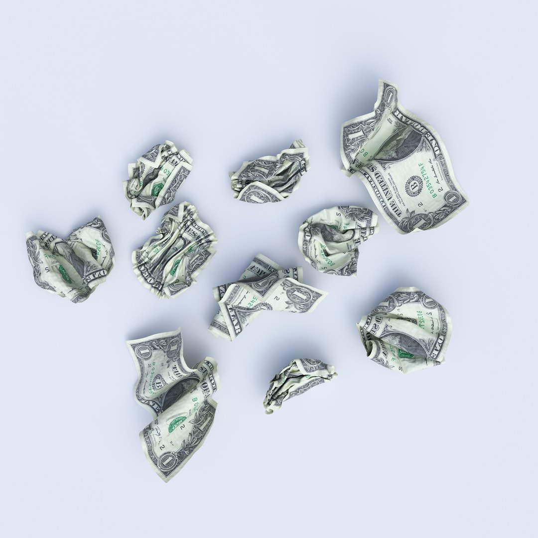 3D 10 Crumpled Dollar - TurboSquid 2248209