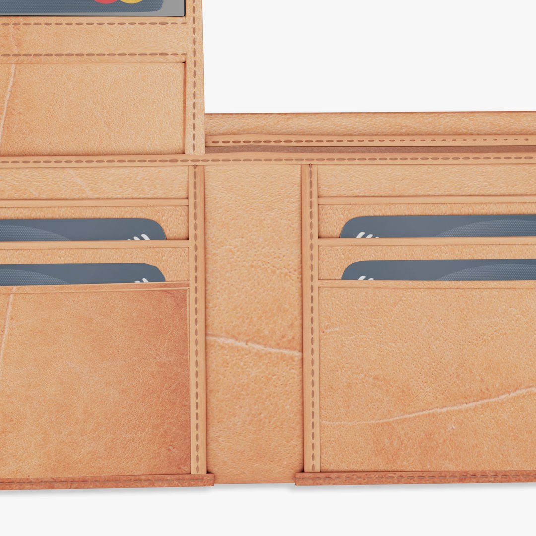 Tanned Leather Men Wallet- 3d Model Ready To Render In Blender 3D Model ...