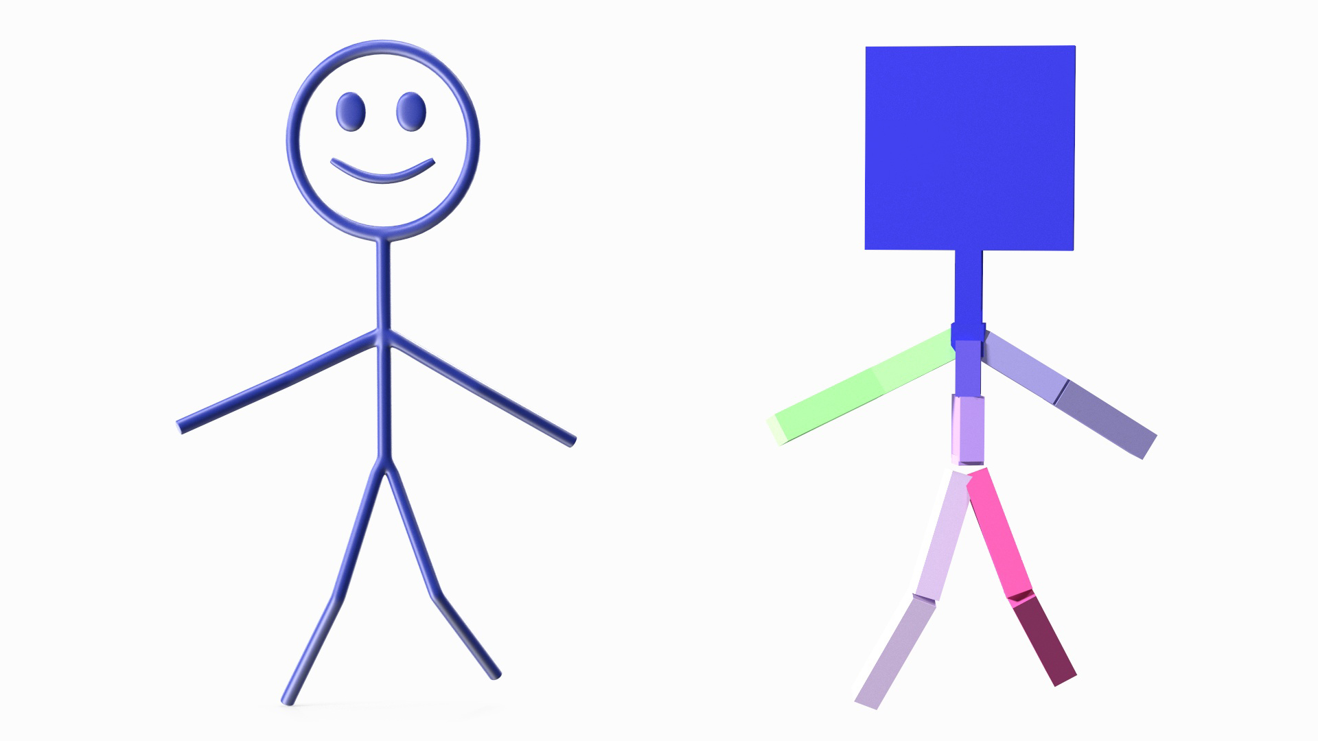 Stick Figure Blue Rigged Model - TurboSquid 2076218