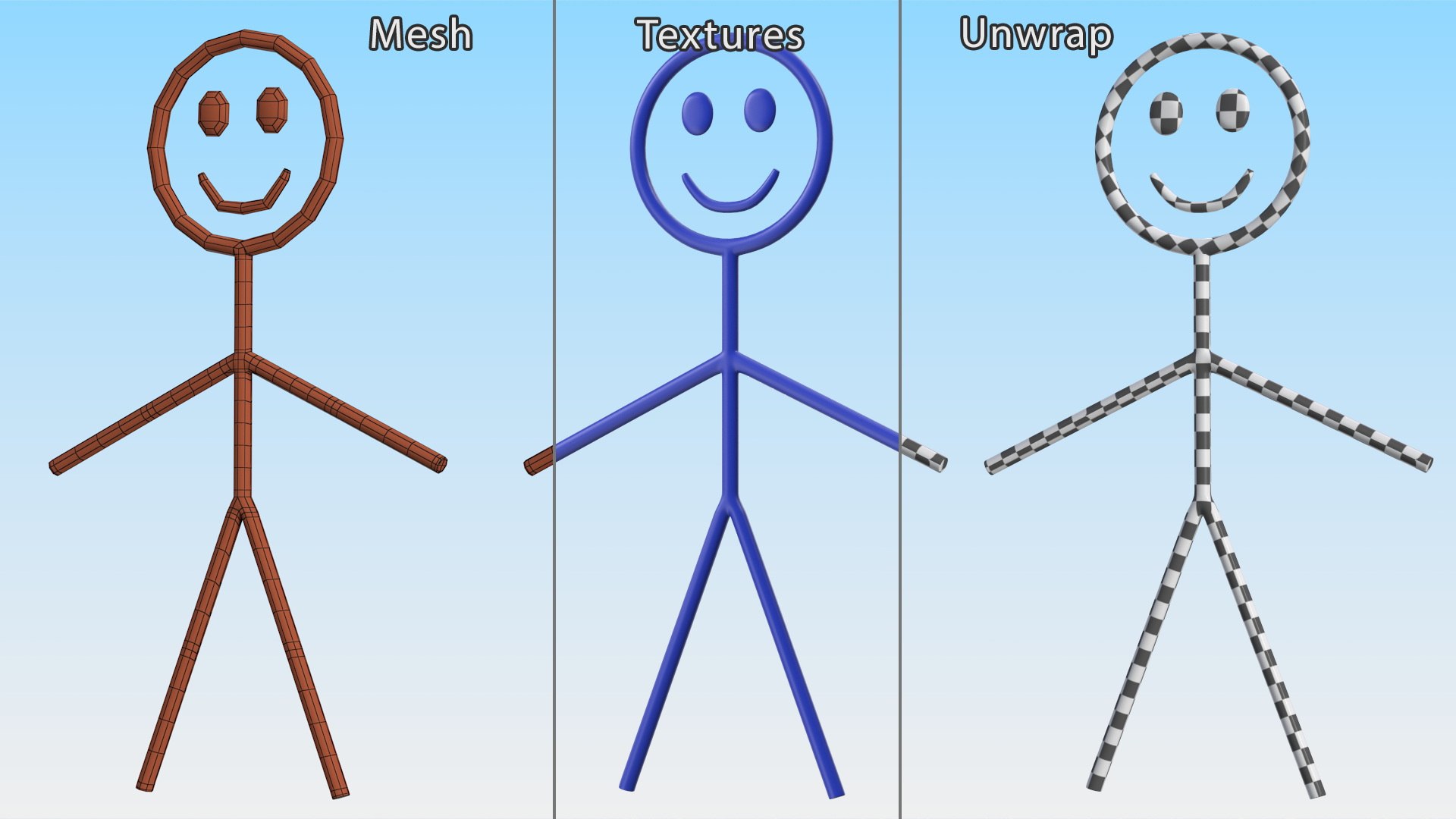 Stick Figure Blue Rigged Model - TurboSquid 2076218
