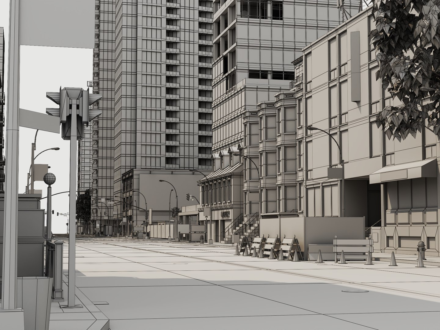 Modern City Buildings Pack Skyscrapers Urban Block Cranes 3D Model ...