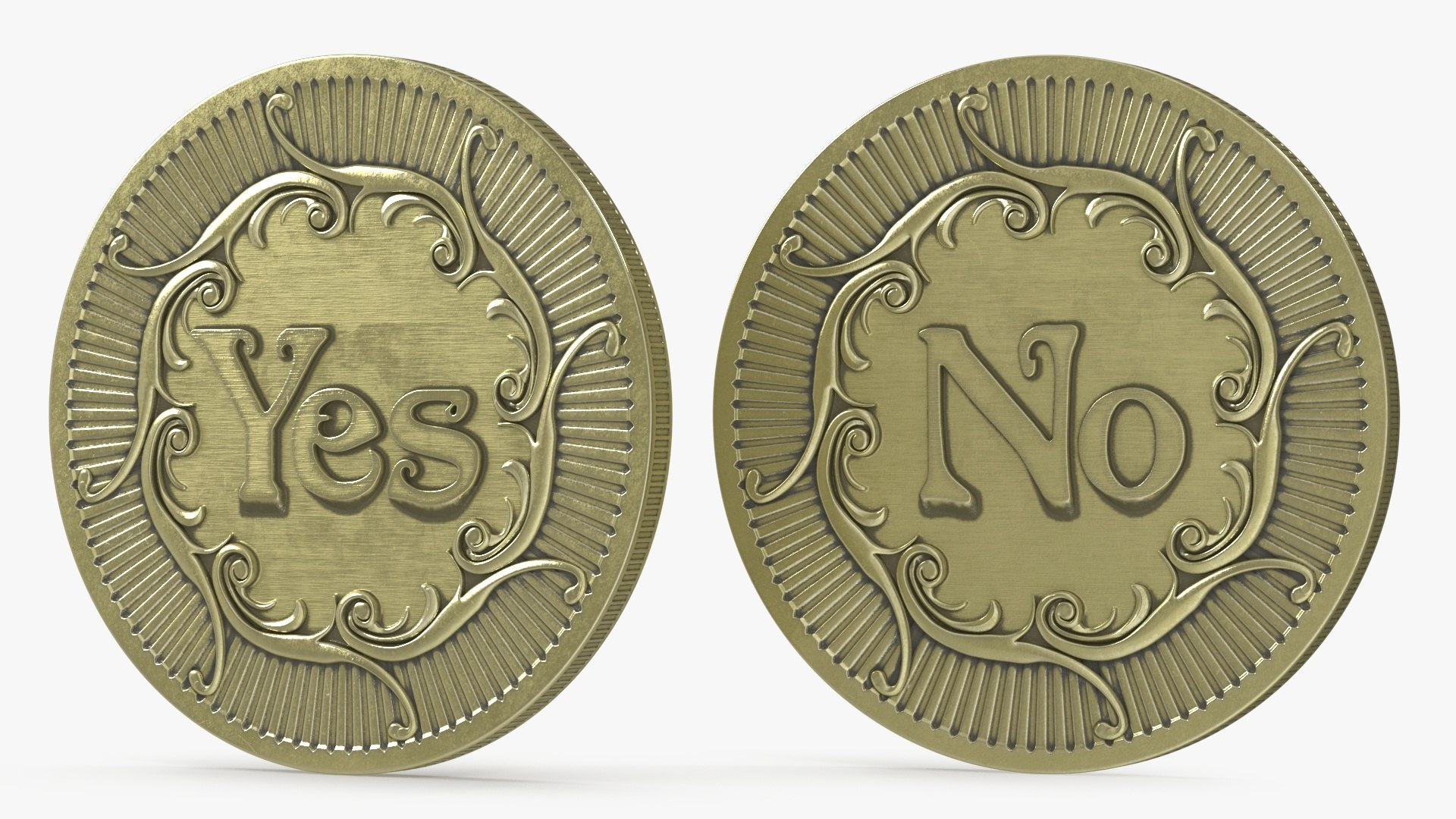 Decision Making Coin Yes No Bronze Model - TurboSquid 2213203