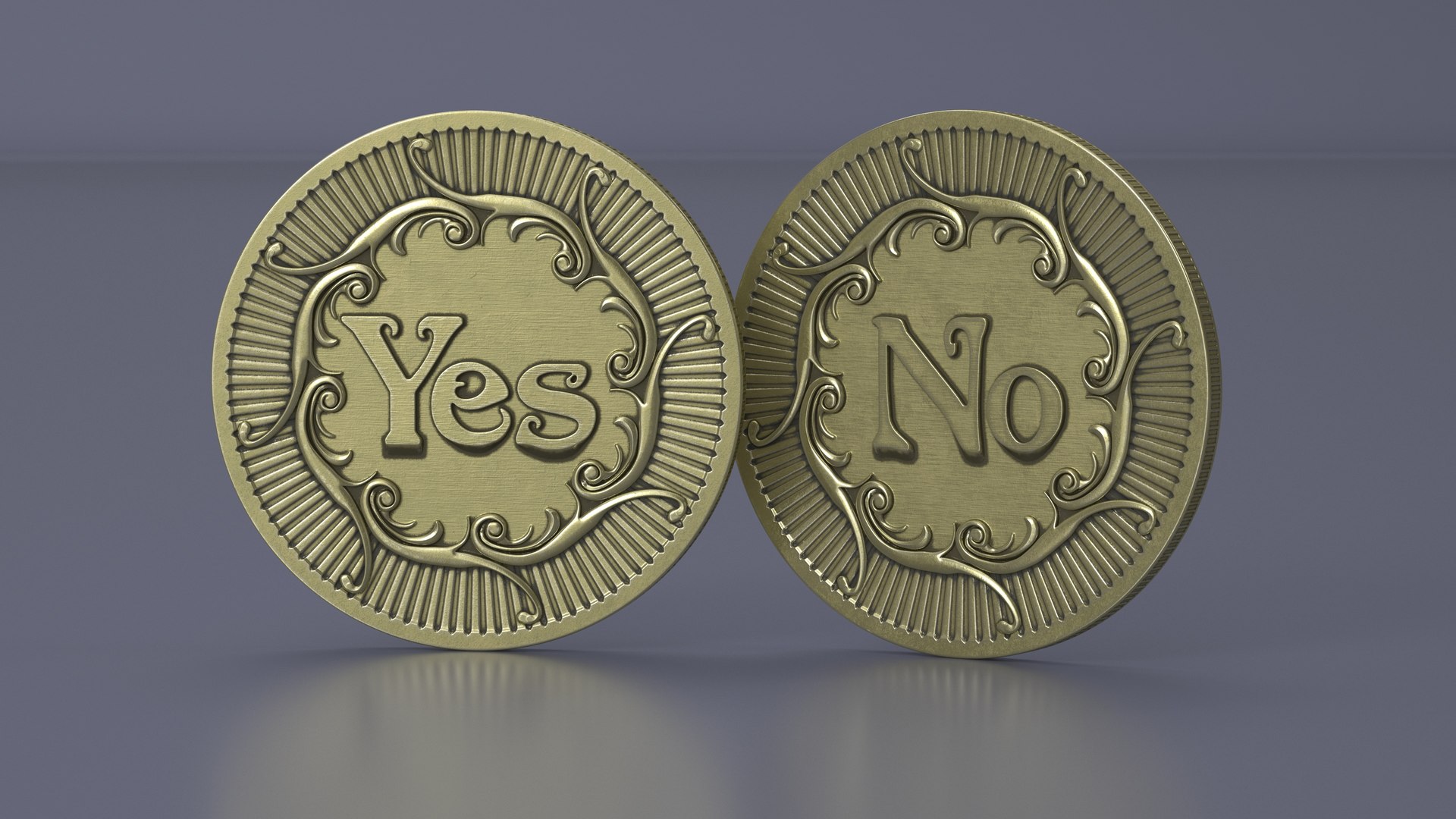 Decision Making Coin Yes No Bronze Model - TurboSquid 2213203