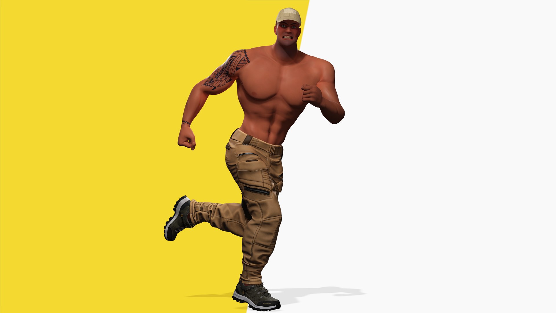 Muscle Stylized Strongman Bodyguard Commander Low-poly 3D Model 3D ...