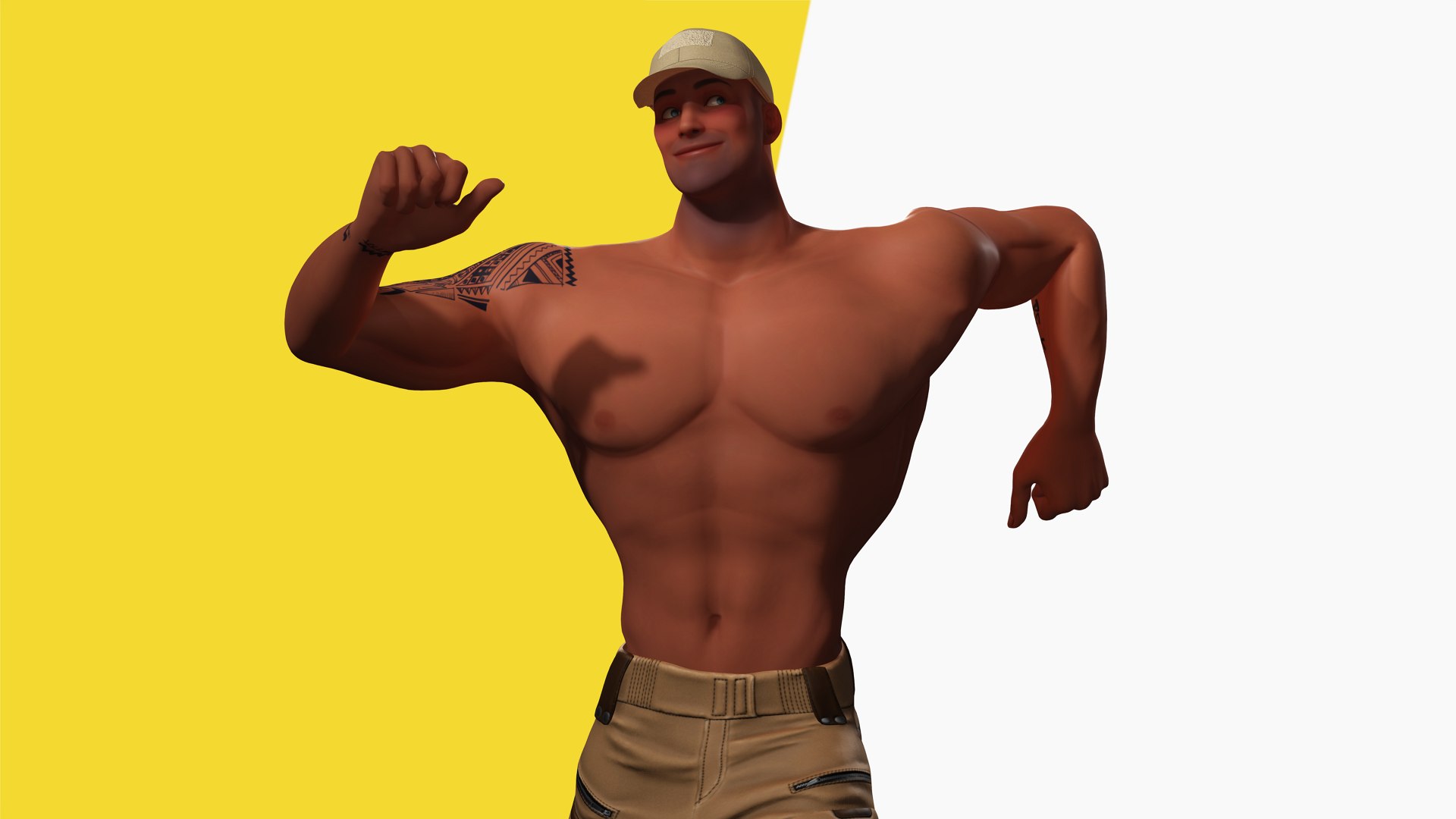 Muscle Stylized Strongman Bodyguard Commander Low-poly 3D Model 3D ...