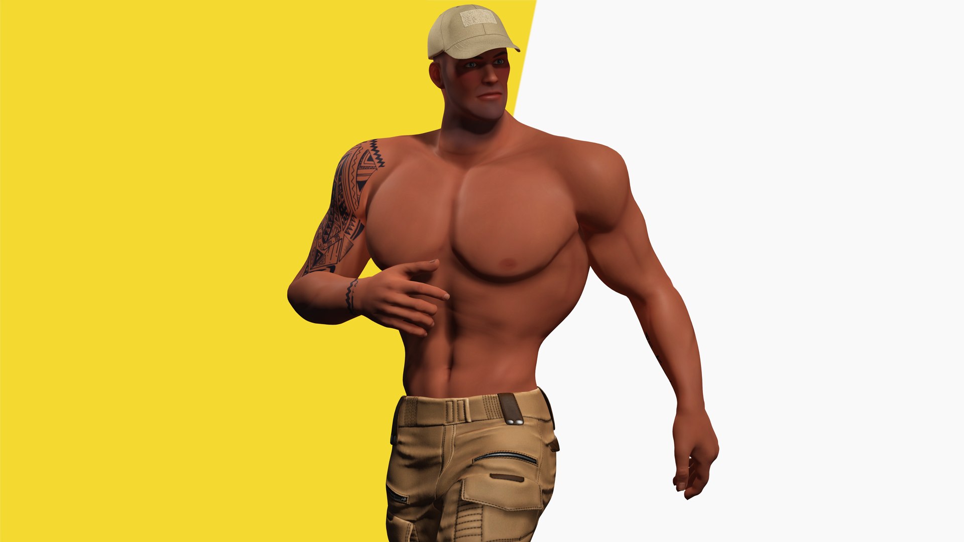 Muscle Stylized Strongman Bodyguard Commander Low-poly 3D Model 3D ...