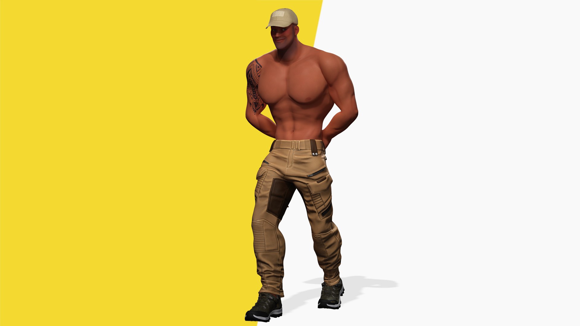 Muscle Stylized Strongman Bodyguard Commander Low-poly 3D Model 3D ...