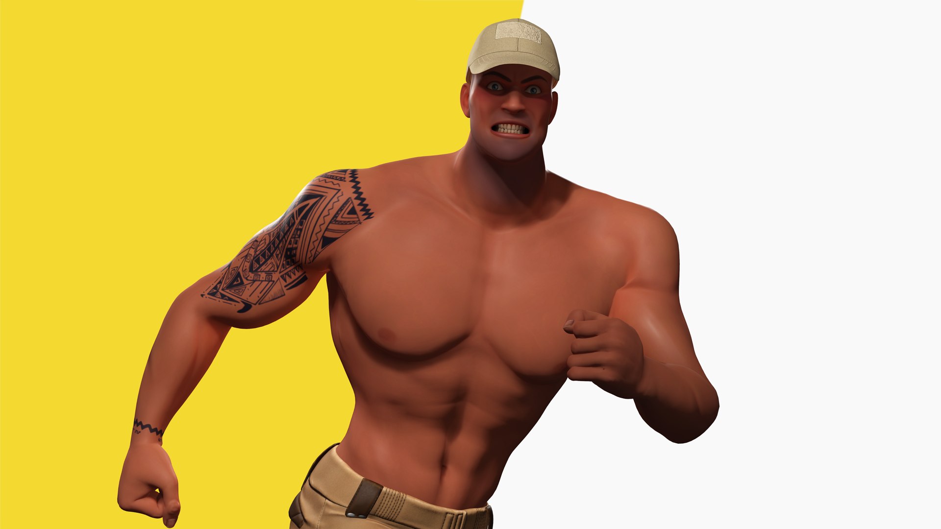 Muscle Stylized Strongman Bodyguard Commander Low-poly 3D Model 3D ...