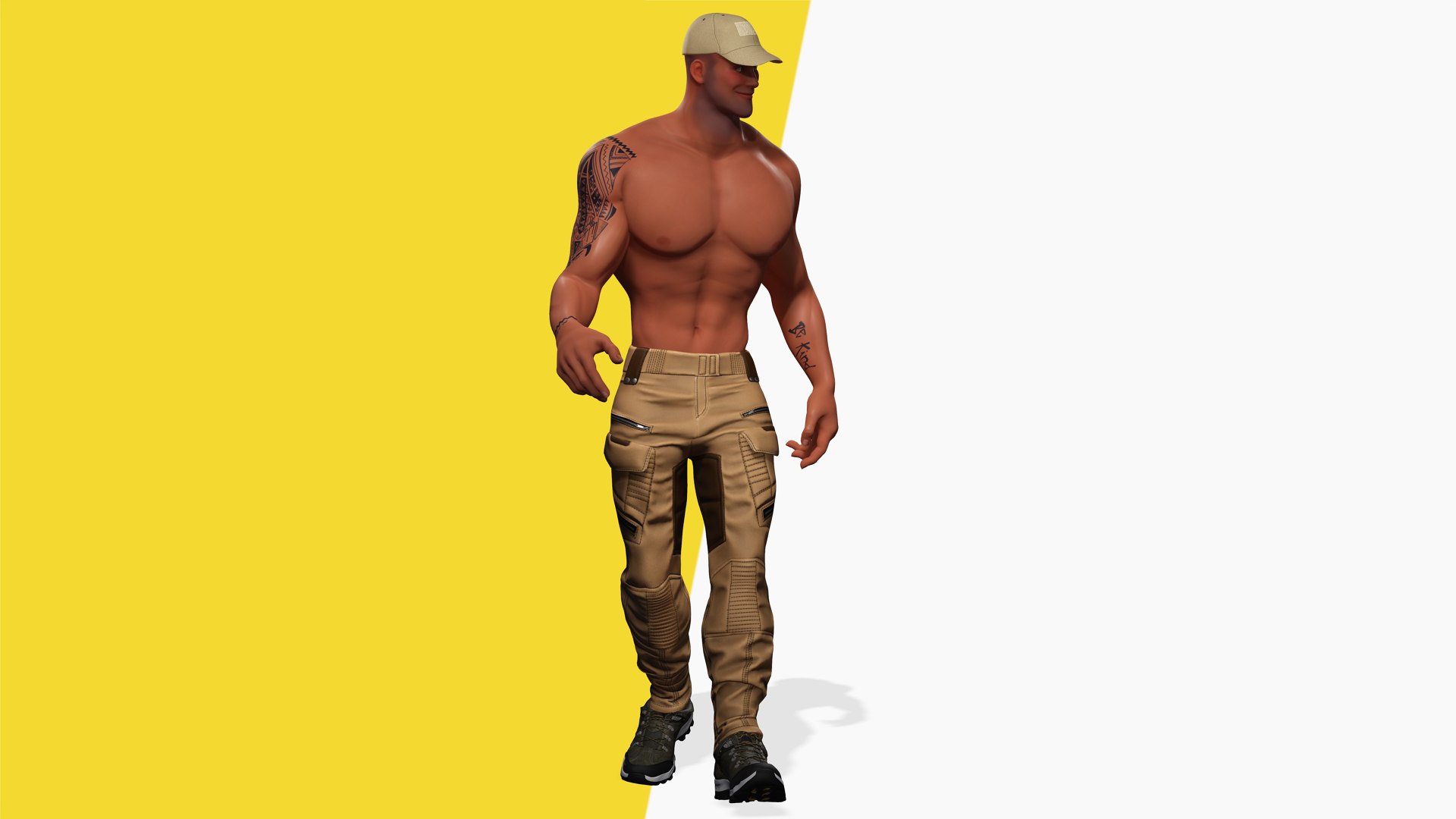 Muscle Stylized Strongman Bodyguard Commander Low-poly 3D Model 3D ...