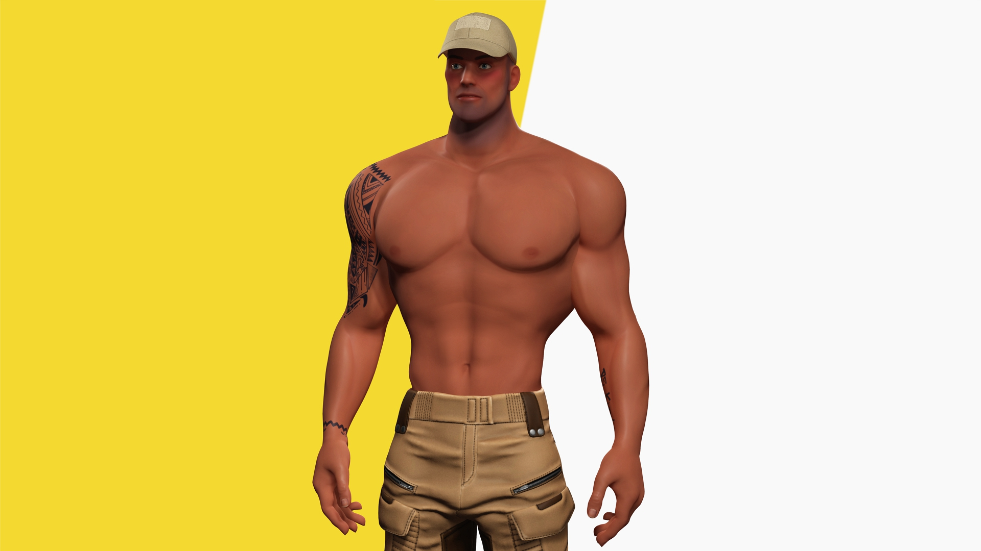Muscle Stylized Strongman Bodyguard Commander Low-poly 3D Model 3D ...