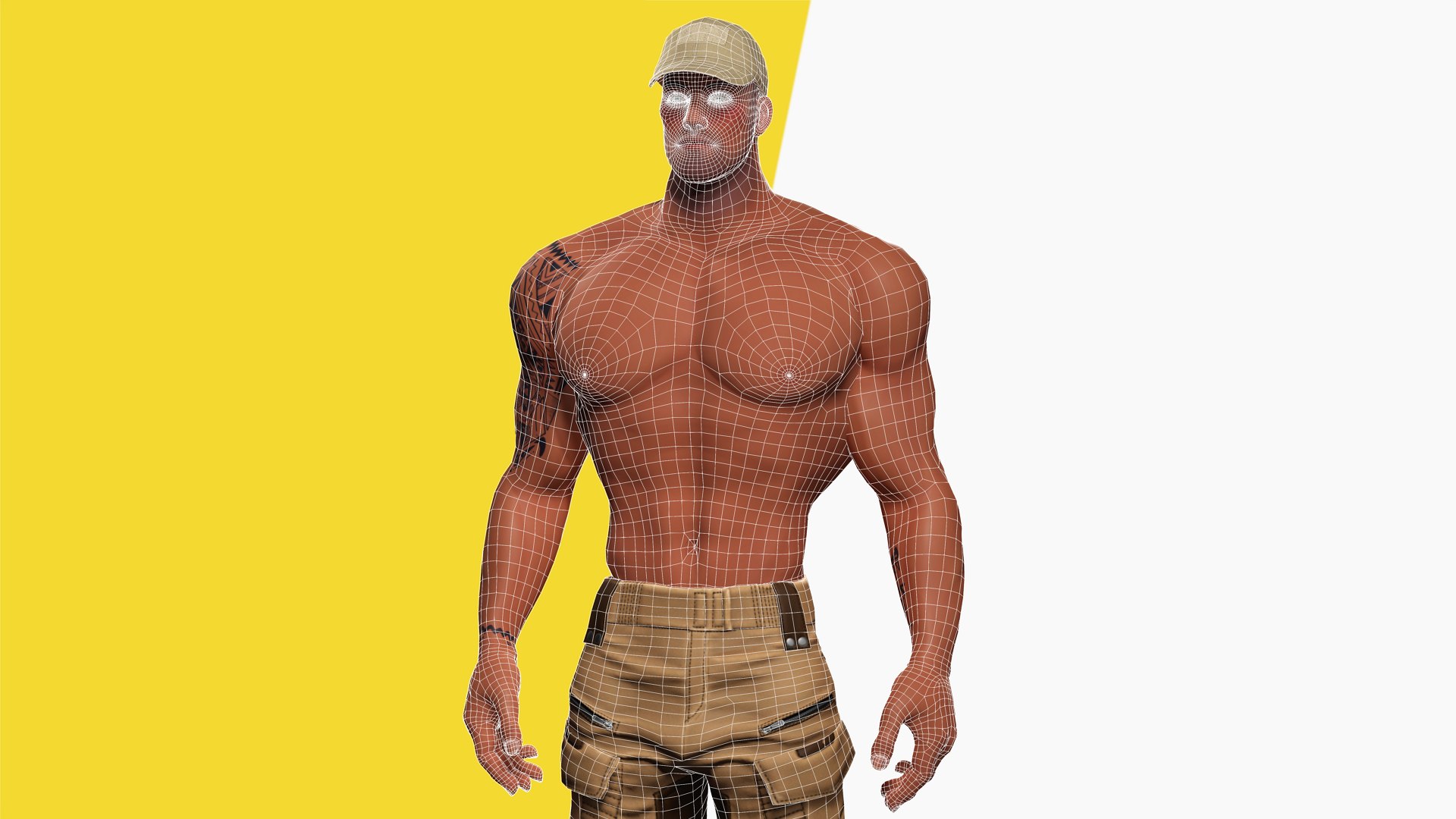 Muscle Stylized Strongman Bodyguard Commander Low-poly 3D Model 3D ...