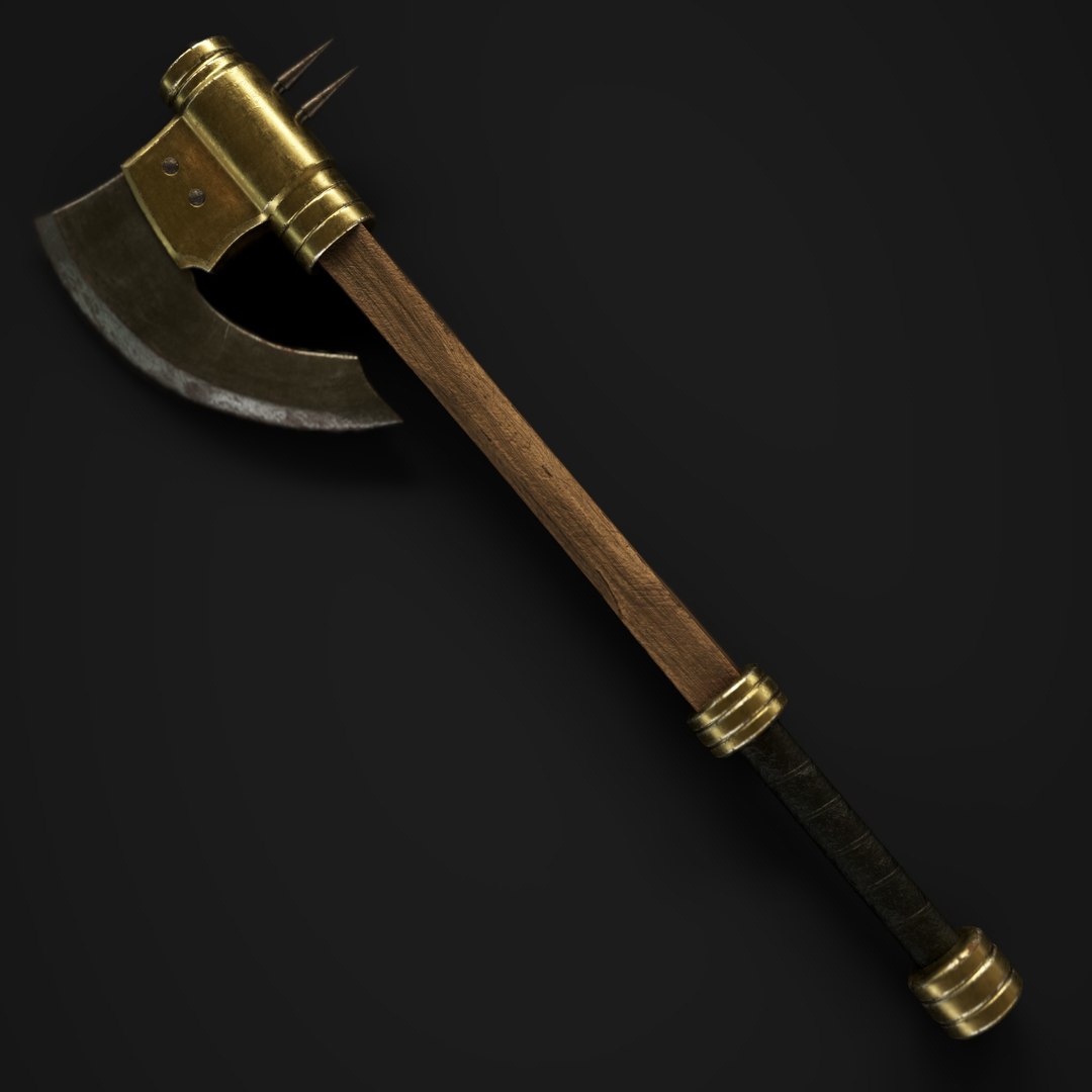 3D Gold Battle Axe Model - TurboSquid 1299949