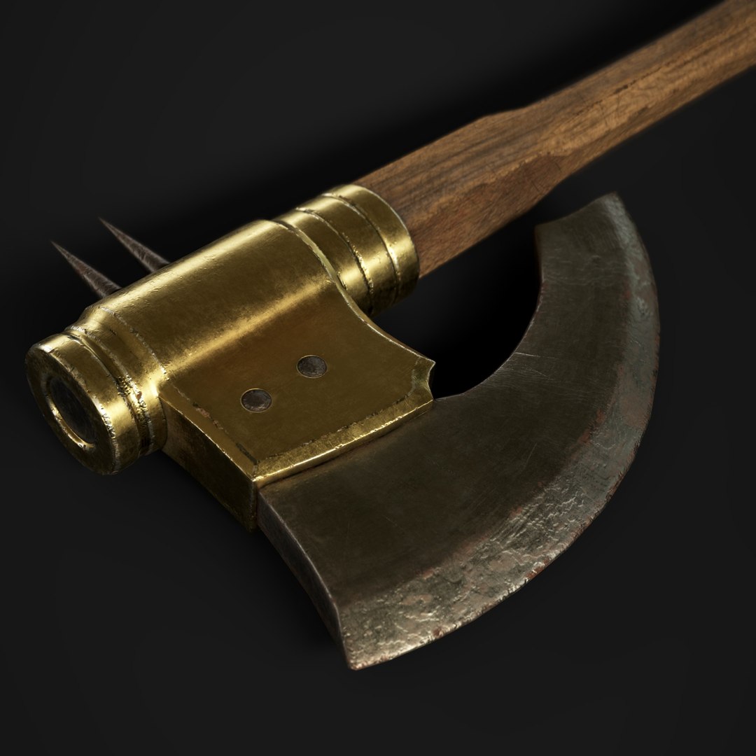 3D Gold Battle Axe Model - TurboSquid 1299949