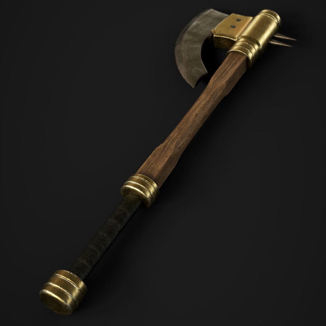 3D Gold Battle Axe Model - TurboSquid 1299949