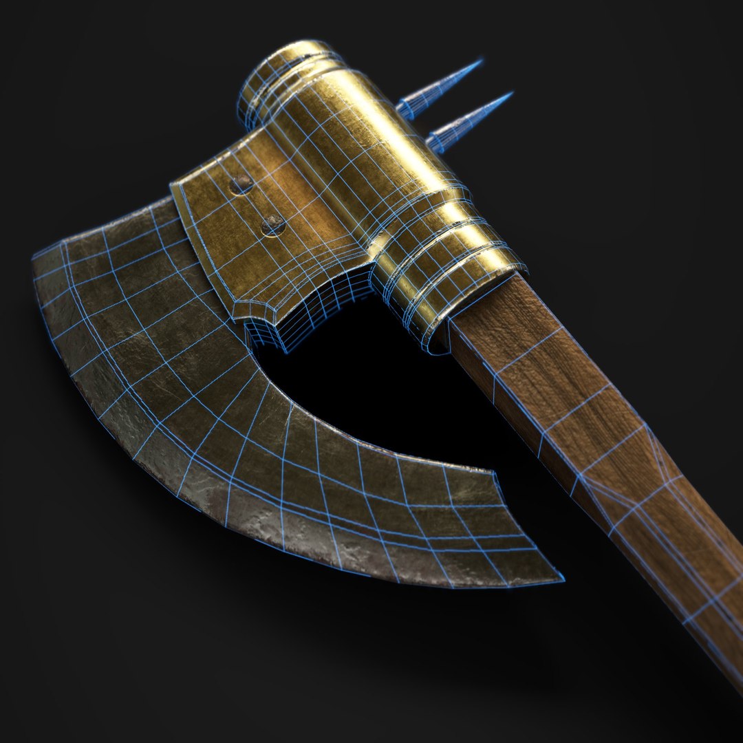 3D Gold Battle Axe Model - TurboSquid 1299949