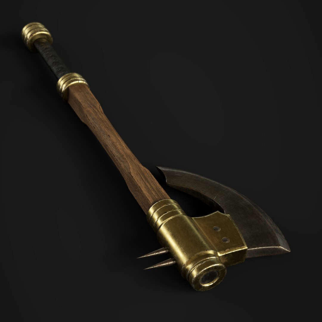 3D Gold Battle Axe Model - TurboSquid 1299949