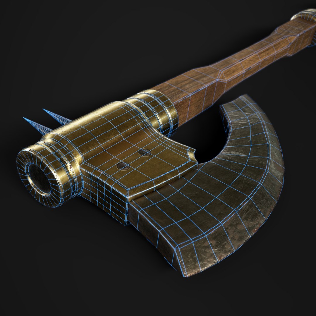 3D Gold Battle Axe Model - TurboSquid 1299949