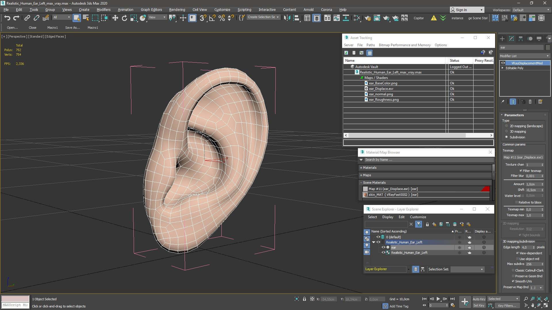 Realistic Human Ear Left 3D - TurboSquid 2304592