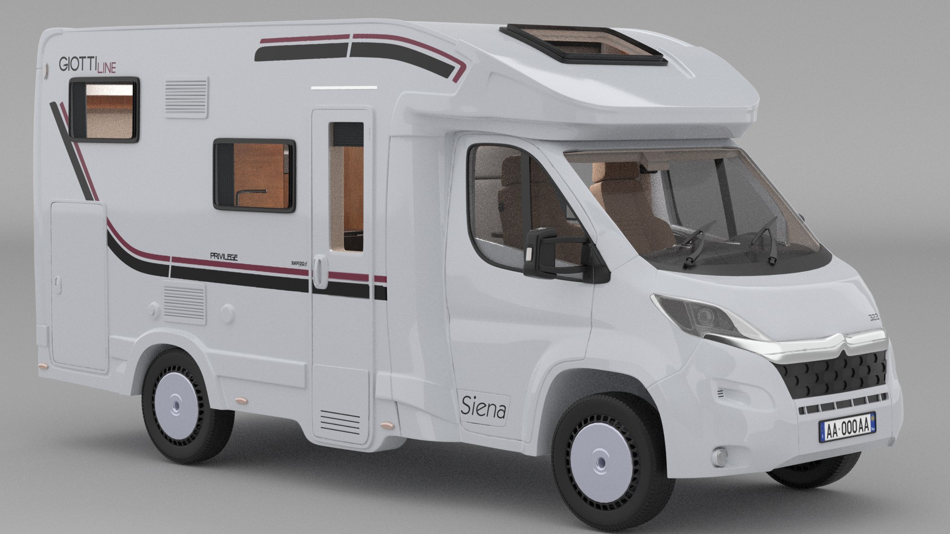 Camper GiottiLine Siena 322 Privilege Motorhome Full 3D Model - TurboSquid 2206231