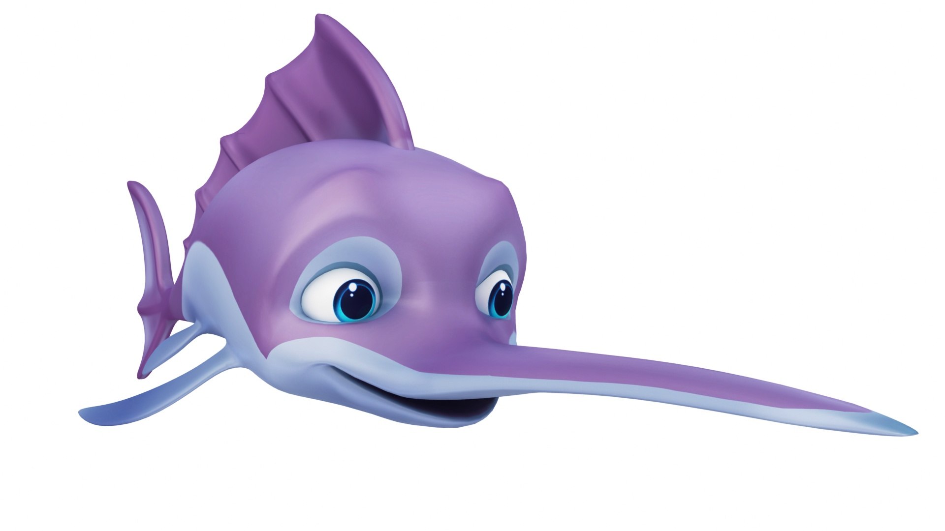Cartoon Narwhal And Sword Fish 3D - TurboSquid 2095213
