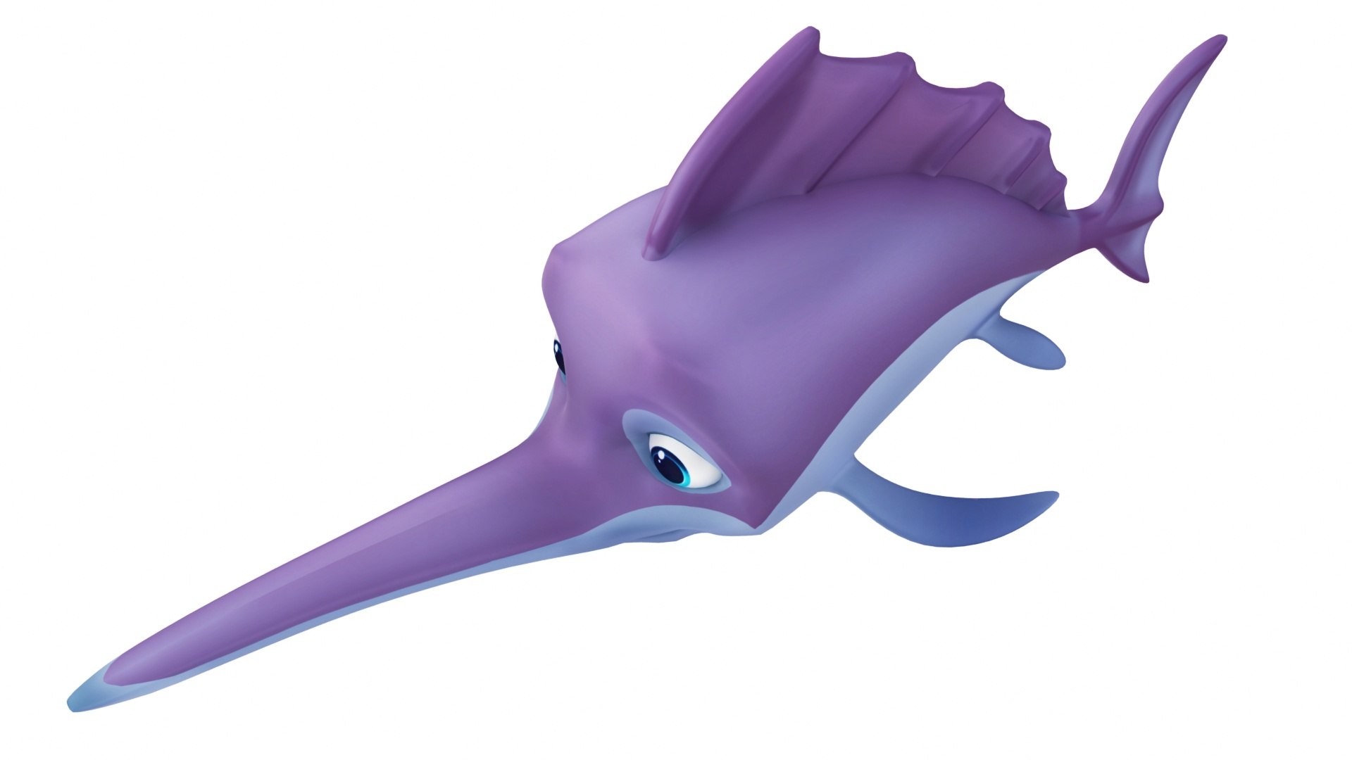 Cartoon Narwhal And Sword Fish 3D - TurboSquid 2095213