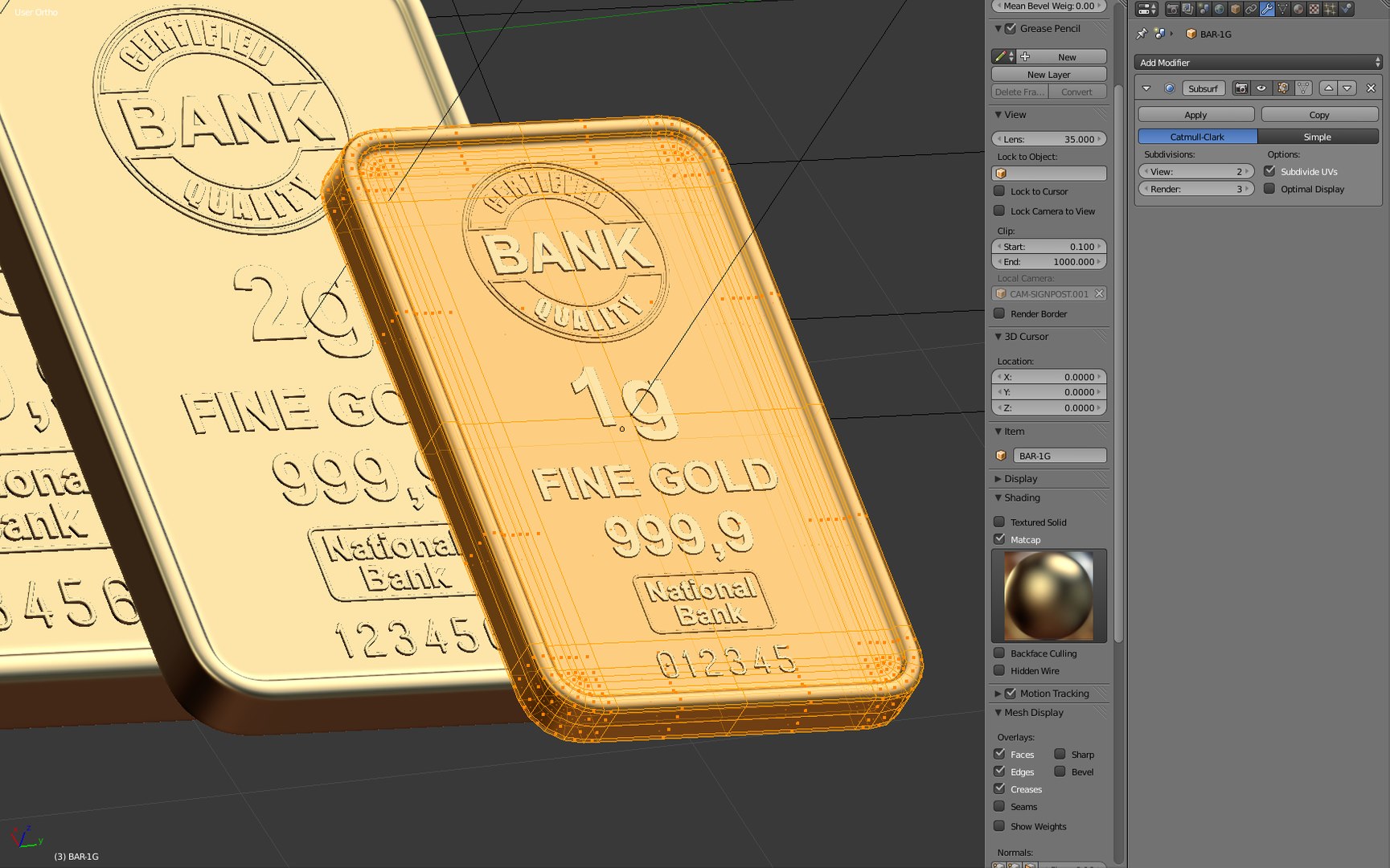 3D Gold Bar Model - TurboSquid 1373501
