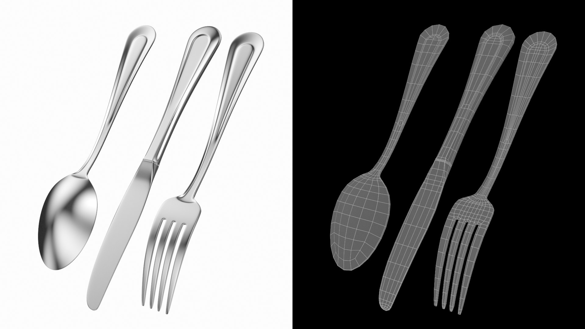 3D Table Dinner Knife Fork Spoon Classic Cutlery COLLECTION Model ...