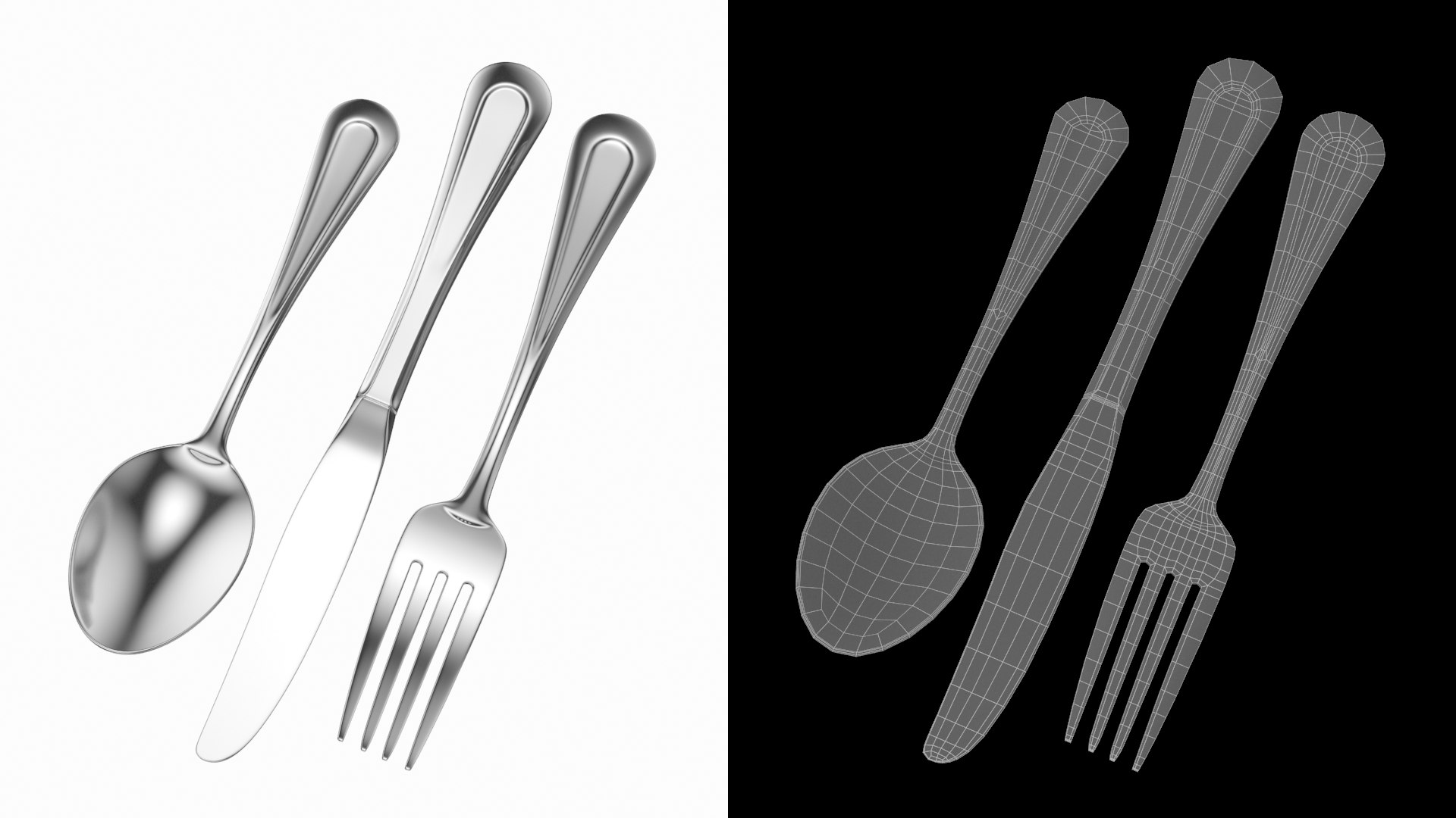 3D Table Dinner Knife Fork Spoon Classic Cutlery COLLECTION Model ...