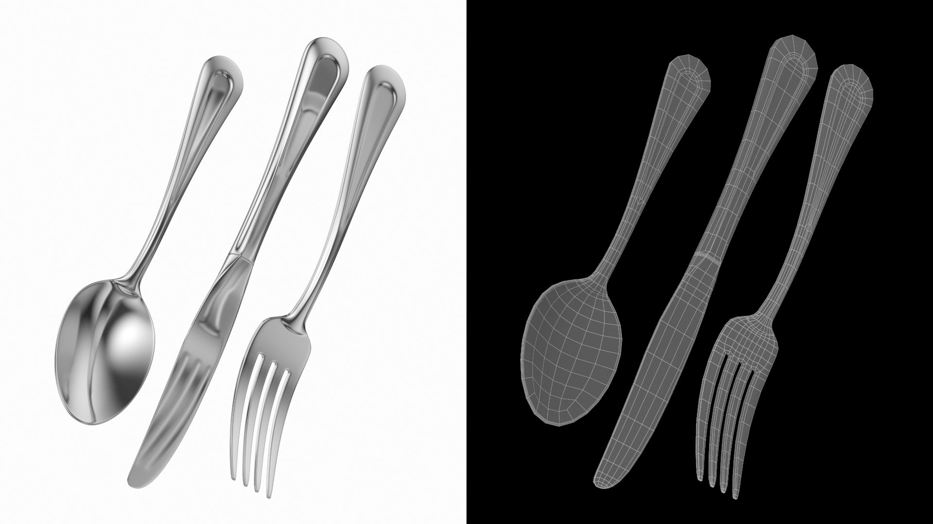 3D Table Dinner Knife Fork Spoon Classic Cutlery COLLECTION Model ...