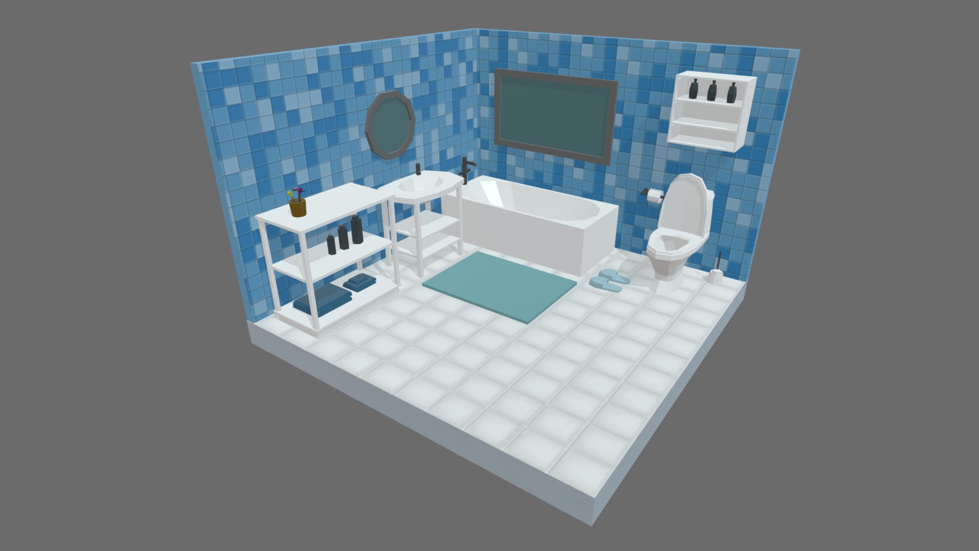 Low Poly Bathroom Pack 01 Model - TurboSquid 2083470