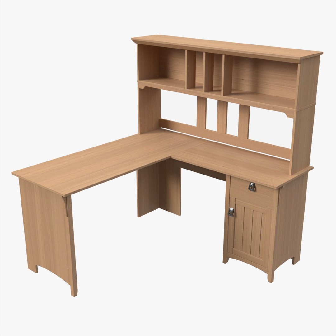 L-shape Desk With Shelf 3D Model - TurboSquid 1988406