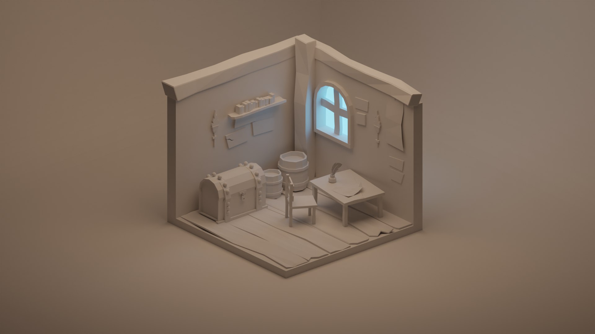 Medieval Study Room Isometric Low Poly 3D Model 3D Model - TurboSquid ...