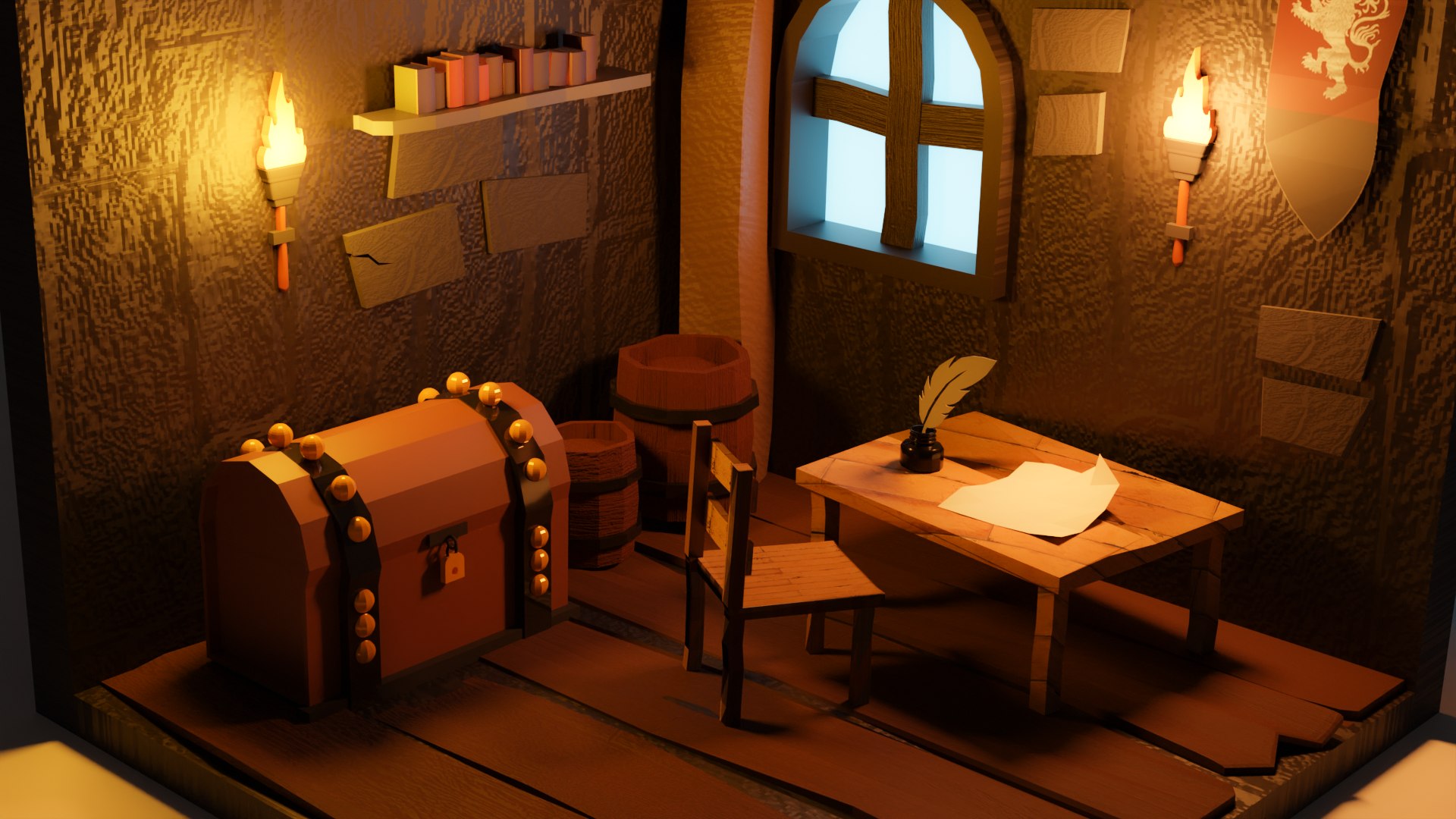 Medieval Study Room Isometric Low Poly 3D Model 3D Model - TurboSquid ...