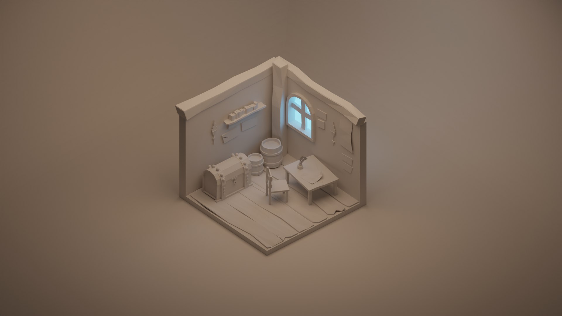Medieval Study Room Isometric Low Poly 3D Model 3D Model - TurboSquid ...
