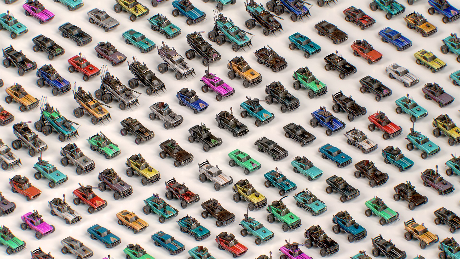 3D Modular Mustang Stylized Post Apocalyptic Vintage Cars Real Time ...