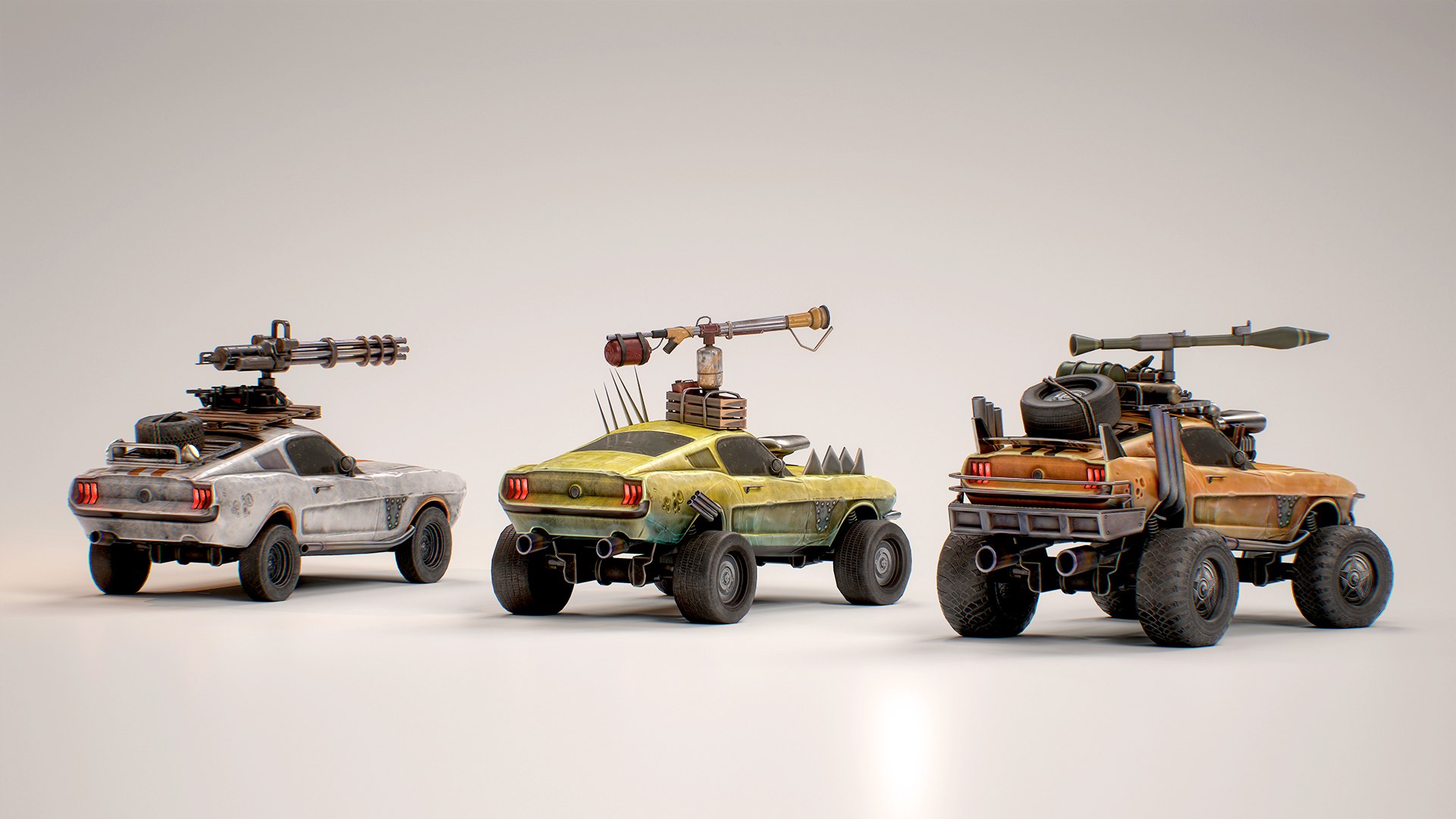 3D Modular Mustang Stylized Post Apocalyptic Vintage Cars Real Time ...