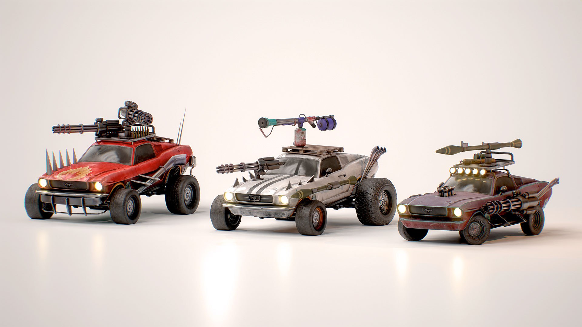 3D Modular Mustang Stylized Post Apocalyptic Vintage Cars Real Time ...