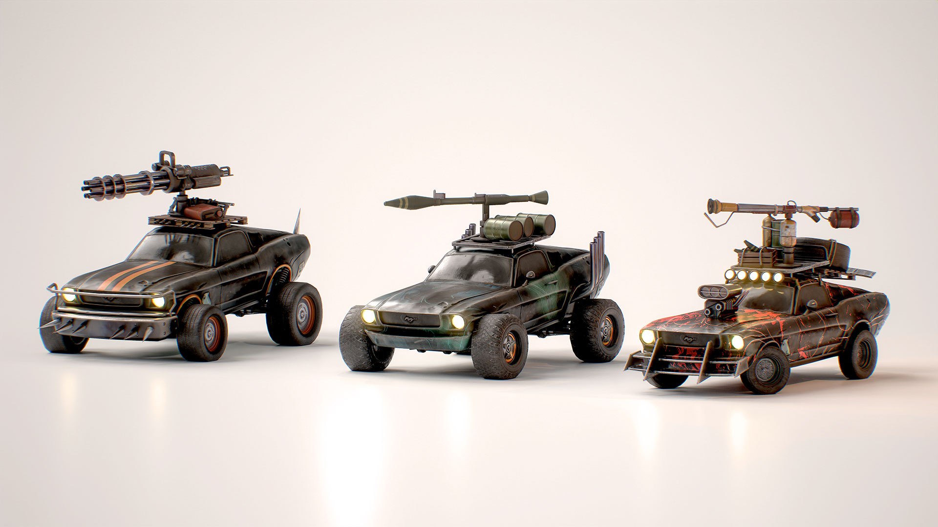 3D Modular Mustang Stylized Post Apocalyptic Vintage Cars Real Time ...