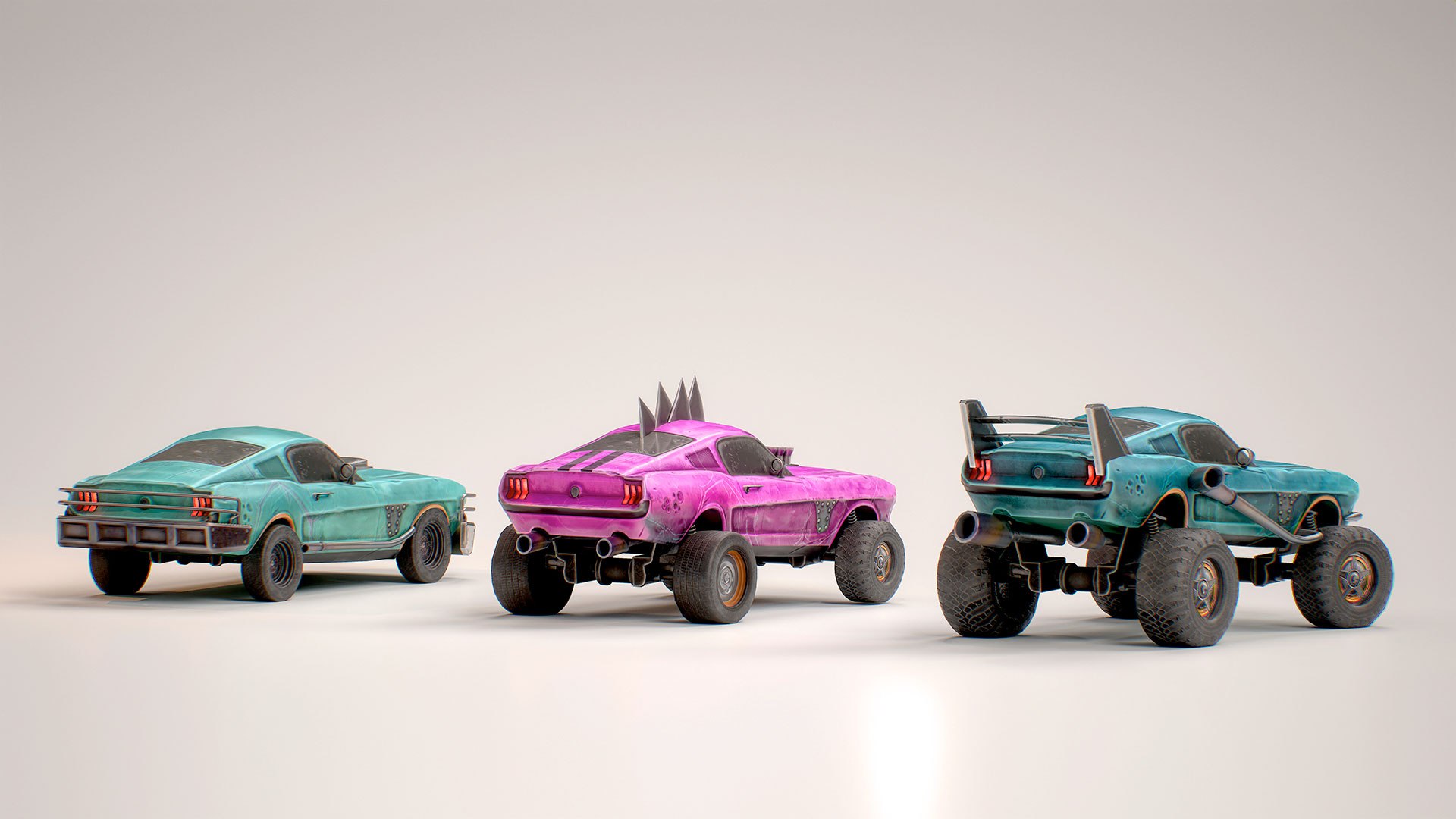 3D Modular Mustang Stylized Post Apocalyptic Vintage Cars Real Time ...