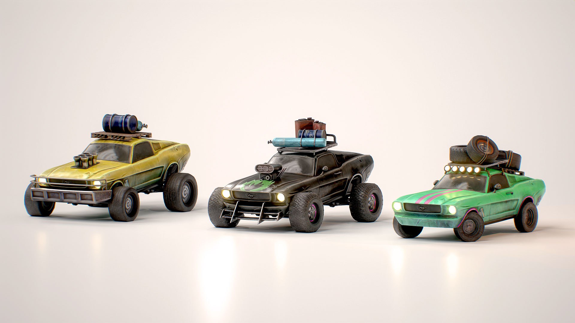 3D Modular Mustang Stylized Post Apocalyptic Vintage Cars Real Time ...