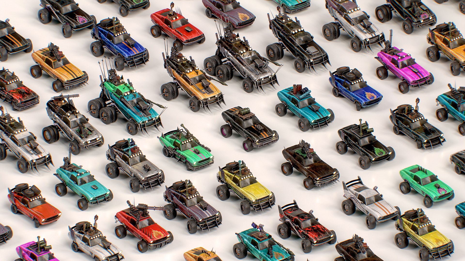 3D Modular Mustang Stylized Post Apocalyptic Vintage Cars Real Time ...