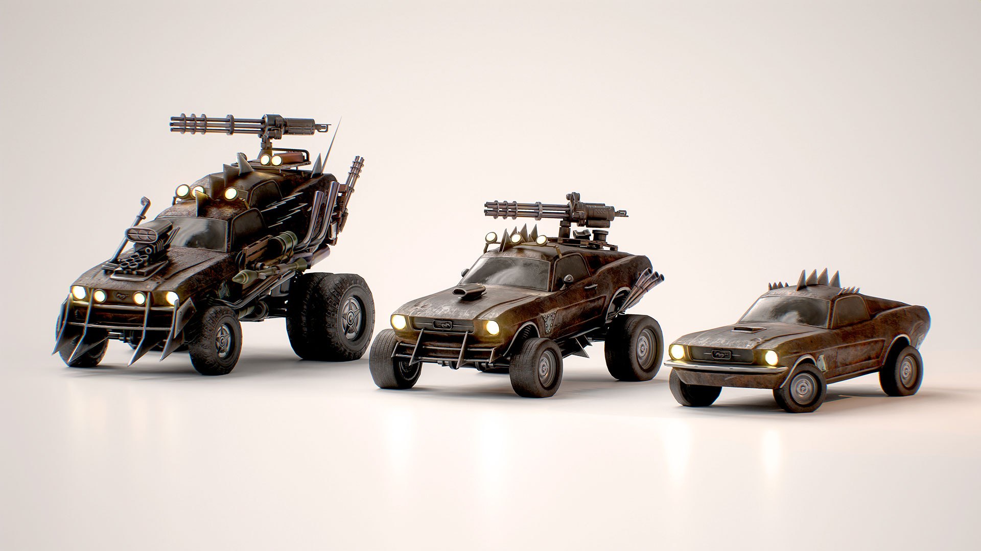 3D Modular Mustang Stylized Post Apocalyptic Vintage Cars Real Time ...
