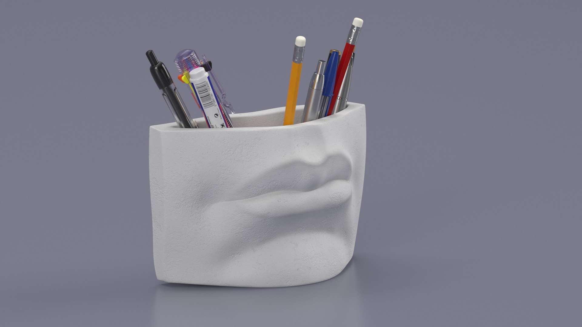 3D Michelangelo David Lips Decor Gypsum With Pens Model - TurboSquid ...