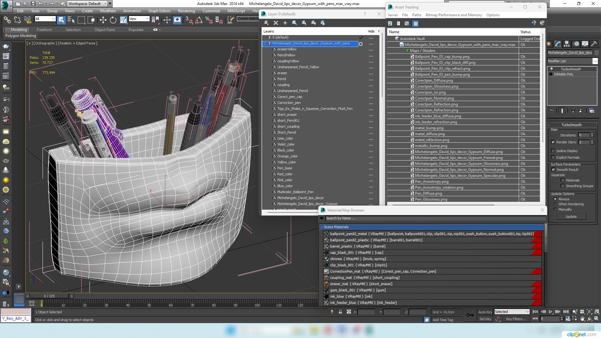 3D Michelangelo David Lips Decor Gypsum With Pens Model - TurboSquid ...