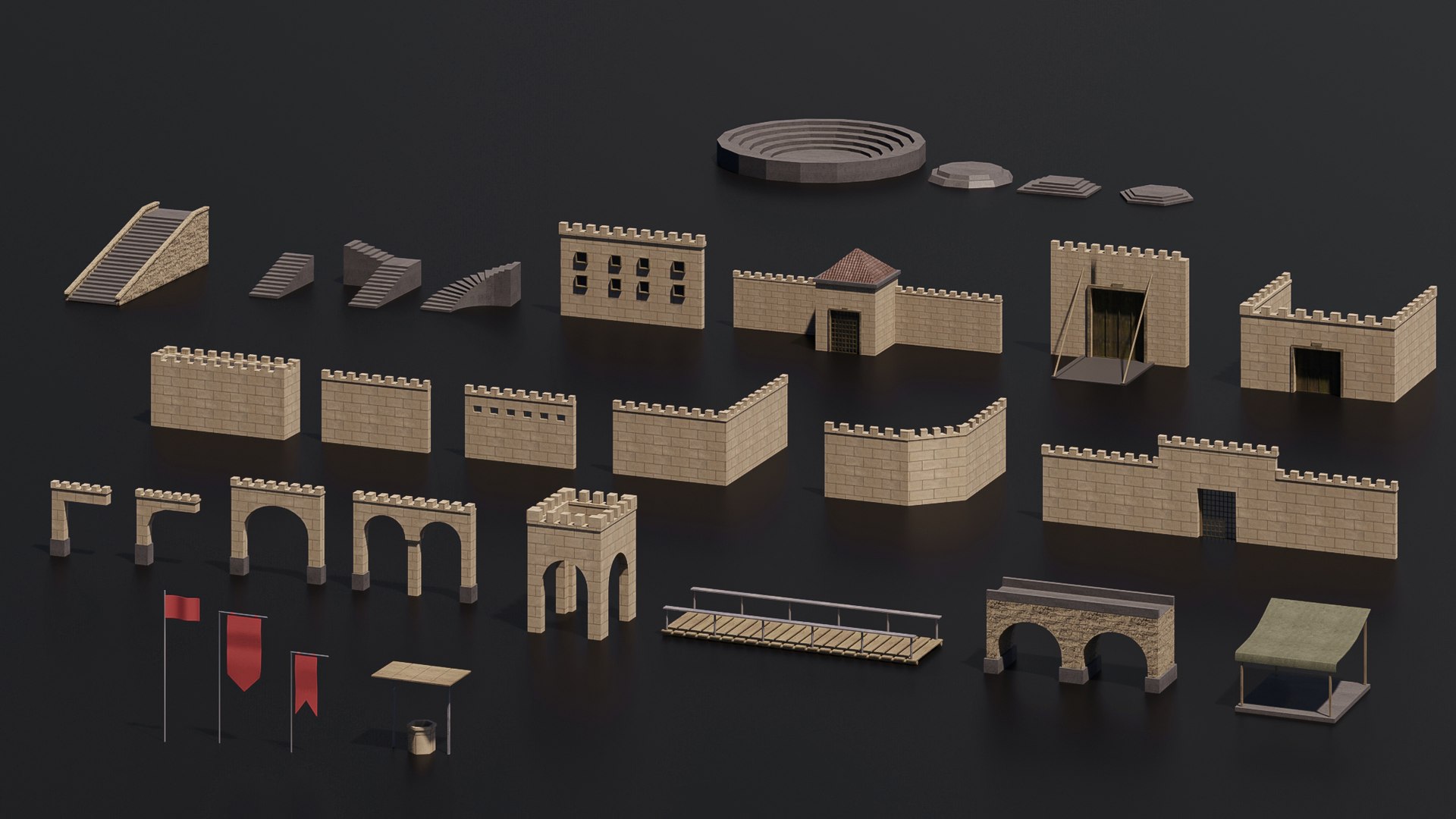 50 Low Poly Castle Kitbash 2014 3D Model - TurboSquid 2073088