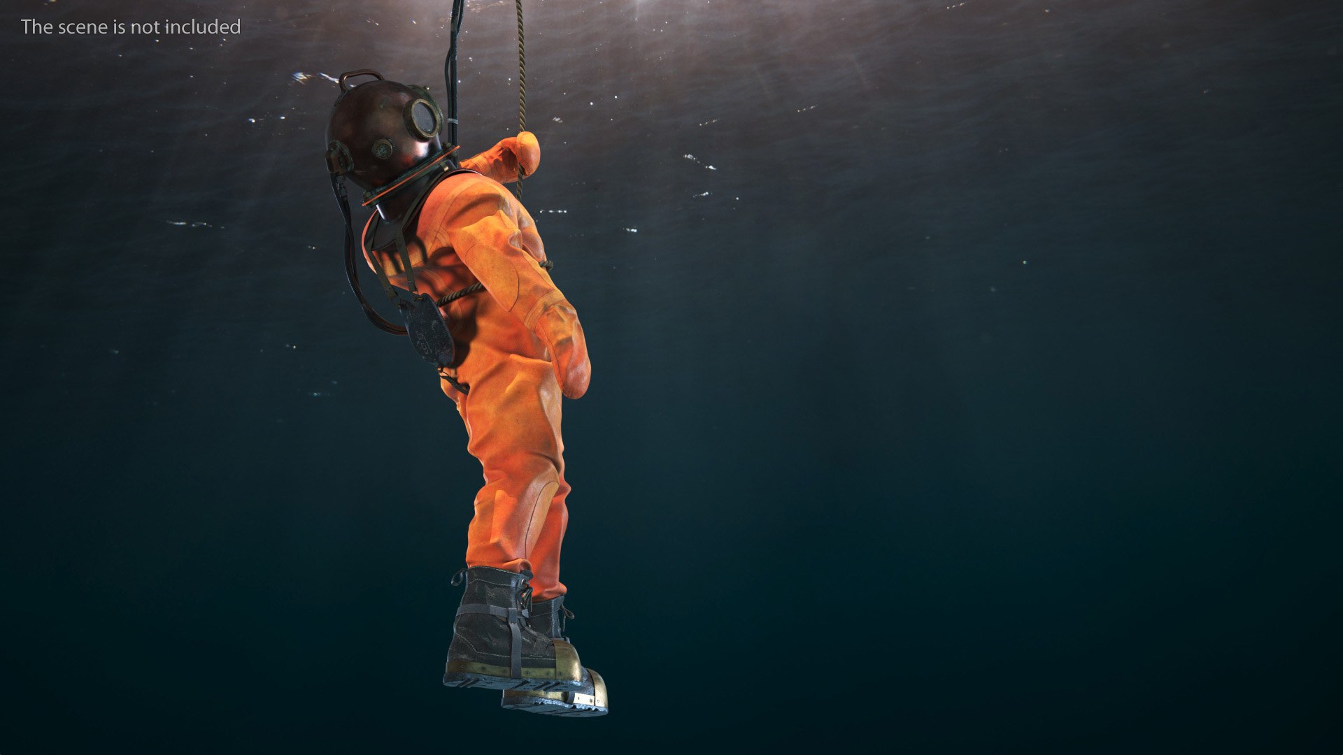 Old Copper Diving Suit And White Shark 3D - TurboSquid 2316284